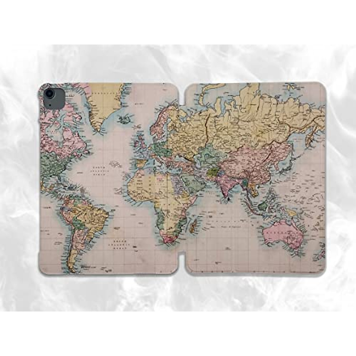 Cute World Map Vintage case Compatible with iPad Mini Air Pro 7.9 8.3 9.7 10.2 10.9 11 12.9 inch Pattern Cover New 2022 2021 Trifold Stand 3 4 5 6 7 8 9 Generation 315 (11" Pro 1/2/3 gen)