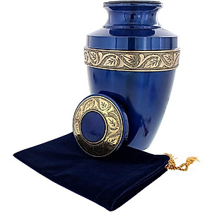Trupoint Memorials Cremation Urns for Human Ashes - Decorative Urns, Urns for Human Ashes Female & Male, Urns for Ashes Adult Female, Funeral Urns - Blue, Large