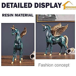 SENXINWEI Mystical Unicorn Horse Pegasus Ornament Resin Crafts Sculpture Suitable for Home Office School Animal Themed Decoration (A+B)