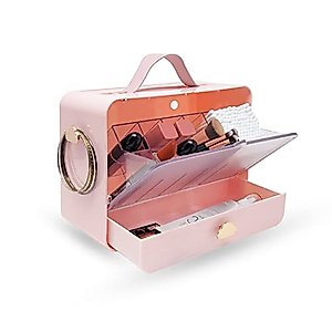 Makeup Organizer With Drawers, Wall mounted Organizer | Portable Makeup Organizer, Makeup Organizer | Makeup Storage Box, Pink Makeup Organizer