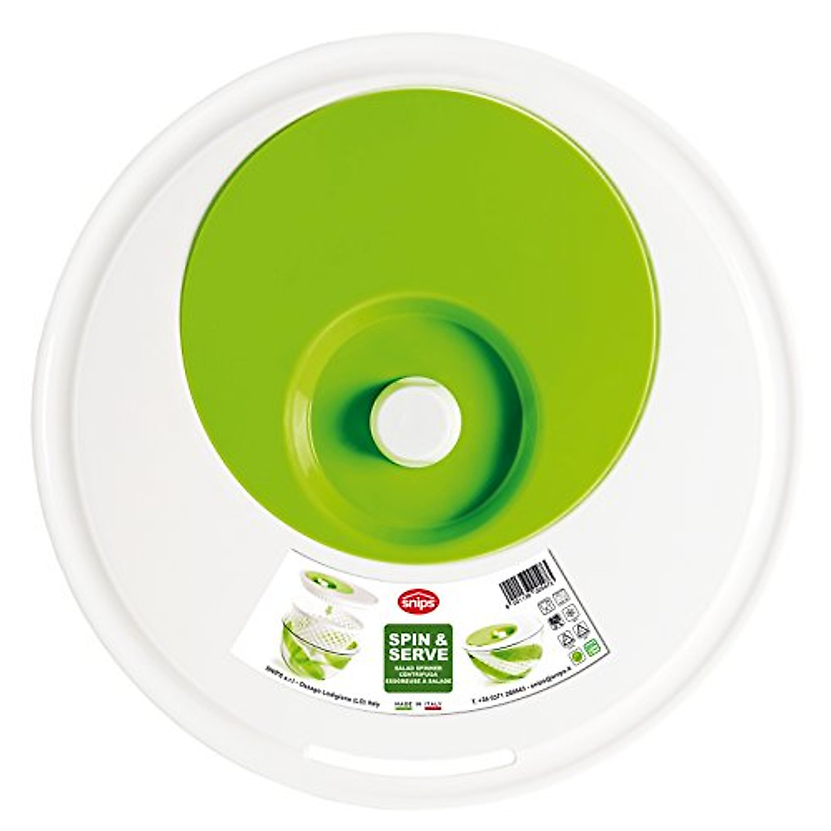 Snips Spin, Drain & Serve Salad Spinner 5 Quart, Green