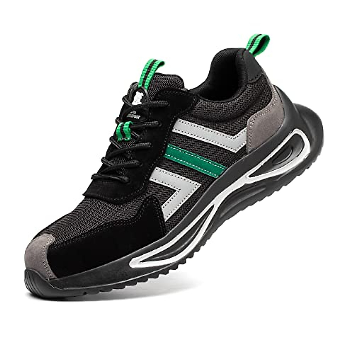 Withtens Steel Toe Shoes for Women Lightweight Tennis Shoes Breathable Safety Sneakers Slip on Shoes for Work Black Womens Steel Toe Boots (Black, 8)