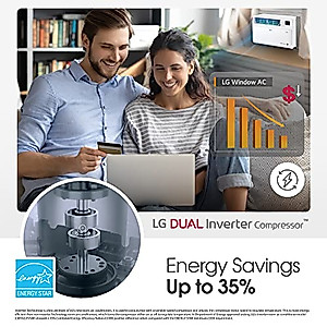 LG 10000 BTU Window Air Conditioners [2023 New] Dual Inverter Remote WiFi Enabled App Ultra-Quite Washable Filter Cools 450 Sq.Ft AC Unit air conditioner Easy Install White LW1022FVSM
