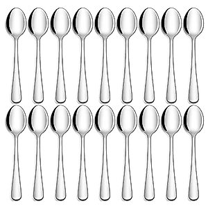 24 Pieces Dinner Spoons, Bestdin Food Grade Stainless Steel Spoons Silverware, Mirror Polished Spoon Set, Tablespoon Use for Home Kitchen Restaurant, Kitchen Essential Dinner Spoons, Dishwasher Safe