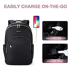 LIGHT FLIGHT Laptop Backpack for Women Computer Bag 15.6 Casual Notebook Back packs for Work Travel Business Trip College, Practical Gift for Women and Family Black