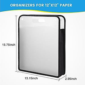 Aoibrloy 3 PCS Scrapbook Paper Storage for Holding 12 x 12 Inch Scrapbook, Black Portable Paper Storage Organizer with Handle for Storing Heat Transfer Papers Document Letter Envelope