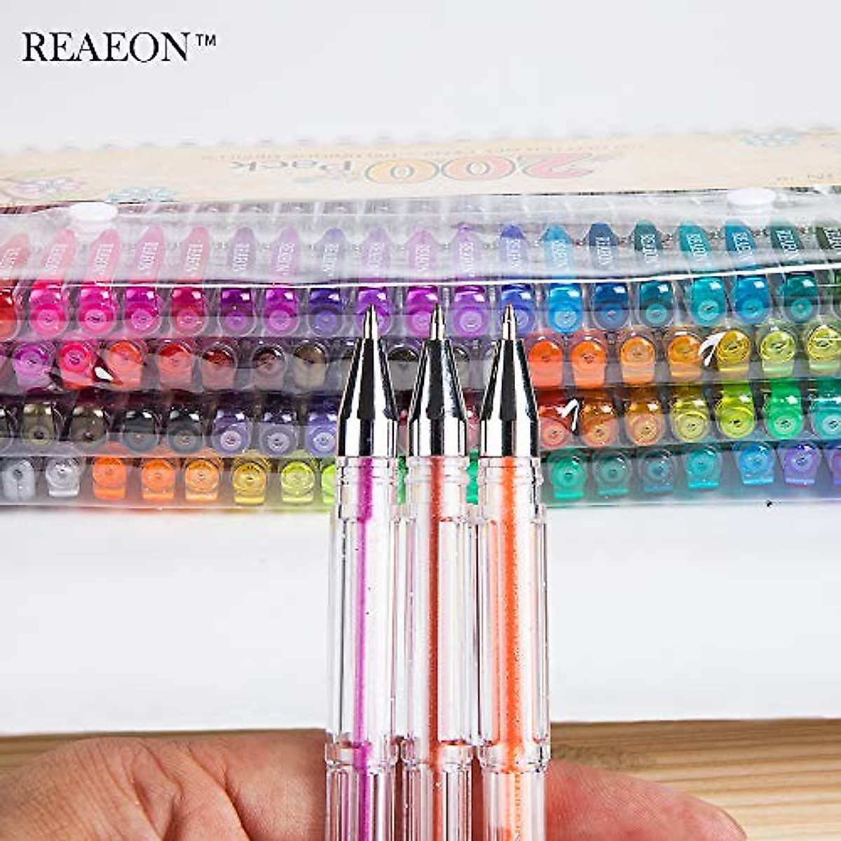 200 Glitter Gel Pen Set, 100 Gel Pens plus 100 Refills Glitter Neon Pen for Coloring Books, Craft Doodling Drawing Bullet Journal Highlighter