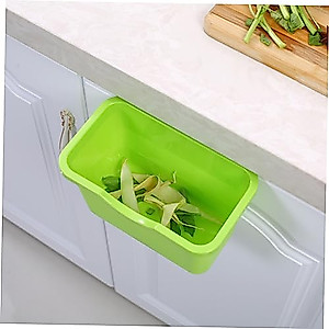 CHILDWEET Multifunctional Green Plastic Hanging Trash Can Space Saving Wastebasket for Deskside Bathroom Kitchen and Recycling Foldable Waste Bin Container