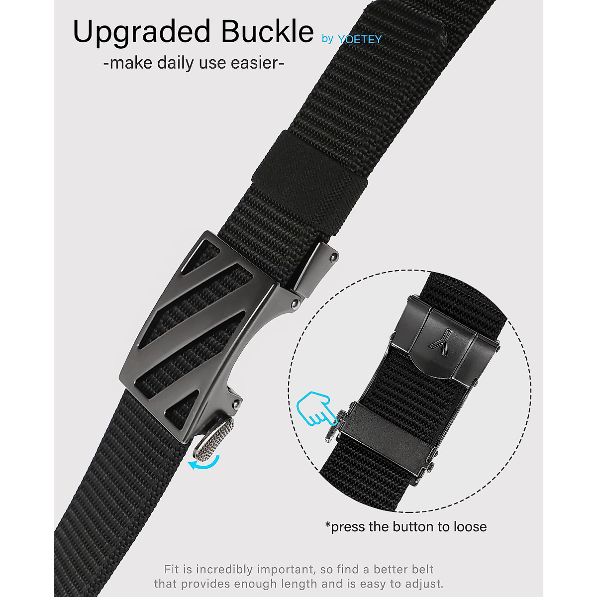 YOETEY Ratchet Tactical Gun Belt for Men - 1.5" Stiff Nylon Web Work Belts Heavy Duty for Concealed Carry Holster