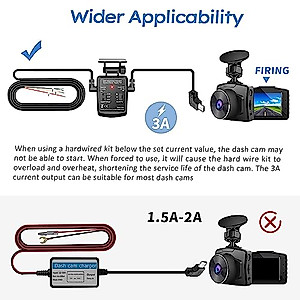 Dash Cam Hardwire Kit USB C Microwave Radar Sensing Dashcam Hardwiring Kit 12V-24V to 5V/3A Dash Camera Adapter Hardwire Charger Cable 11.5ft (Type C USB)