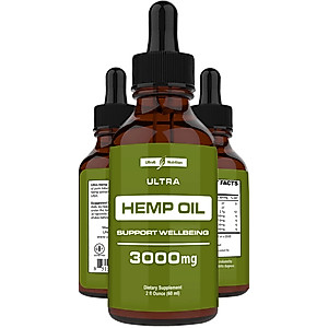 Hemp Oil with 3000mg - 120 Servings. Hemp Extract. Made in The USA