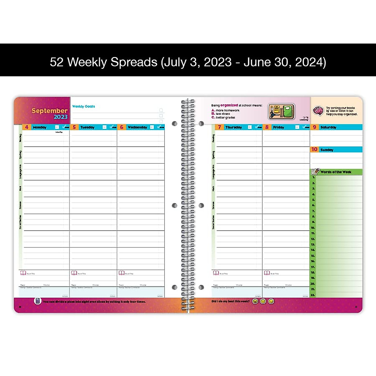 Dated Elementary Student Planner 2023-2024 Academic School Year, Large (8.5" by 11") Matrix Style Datebook with Classic Elementary Matrix Cover