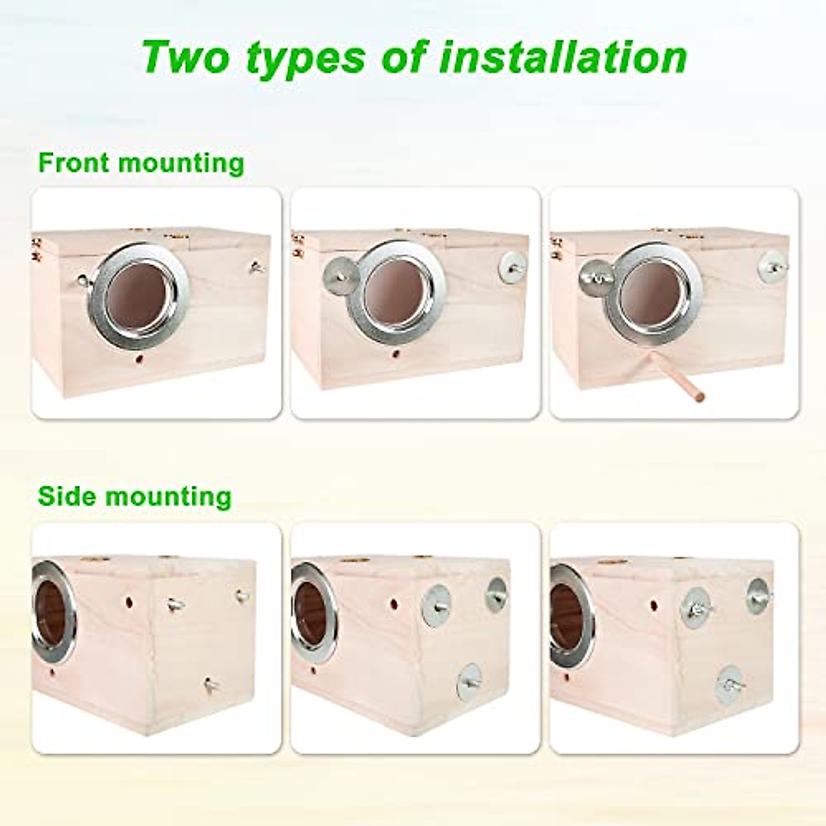 Parakeet Nesting Box, Transparent Bird Box Bird Nests for Cages Nest Box with Perch Wood Bird Cage House Nidos para Pajaros Periquitos for Cockatiel Lovebirds Budgie Finch Parrotlets Canary Conure