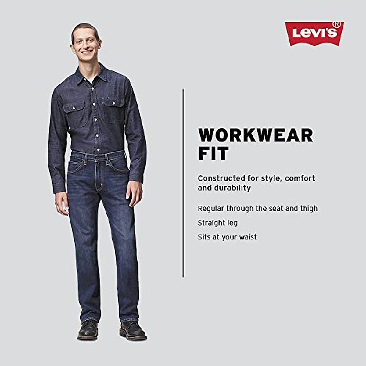 Levi's Men's 505 Workwear Fit Jeans, Timberwolf Canvas, 33Wx34L