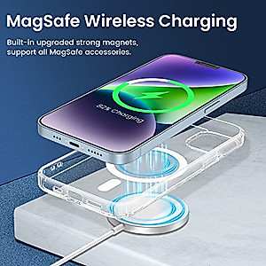 VEGO [5 in 1 Magnetic Case for iPhone 14 Plus 5G 6.7 Inch 2022, [2 Pack Tempered Glass Screen Protector +2 Pack Camera Lens Protector] Yellowing Resistance Slim Clear Case for iPhone 14 Plus