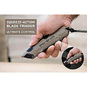 Spec Ops Tools Safety Knife Box Cutter, Includes Holster & Lanyard, 3% Donated to Veterans, black/tan