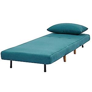 GIA Tri-Fold Convertible Polyester Sofa Bed Chair with Removable Pillow and Legs, Peacock Blue 1 pack