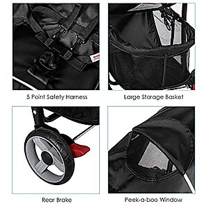 Baby Joy Lightweight Stroller, Compact Toddler Travel Stroller for Airplane, Infant Stroller w/Adjustable Backrest/Footrest/Canopy, 5-Point Harness, Storage Basket, Easy One-Hand Fold, Black
