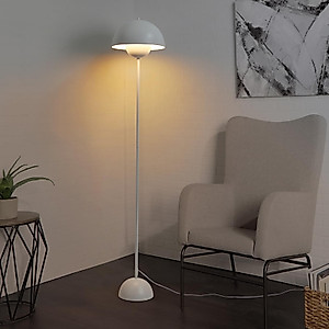 COSYLUX Modern Floor Lamp for Living Room, Industrial Tall Standing Lamp for Bedroom, Metal Shade Reflecting Light reading Floor Lamp for Office, Nursery Room, Corner(White)