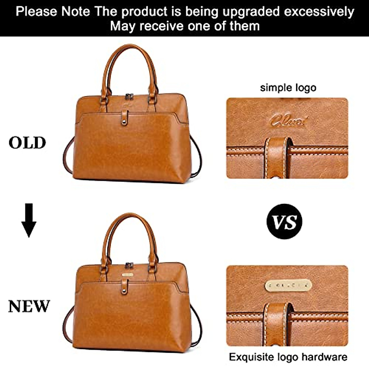 CLUCI Briefcase for Women Oil Wax Leather 15.6 Inch Laptop Slim Business Large Capacity Ladies Shoulder Bags Vintage Brown