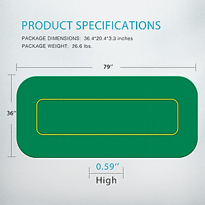 VIVOHOME 79 x 36 Inch Foldable 8-Player Texas Poker Card Table top Layout Portable Anti-Slip Rubber Board Game Mat with Cup Holders and Carrying Bag Green