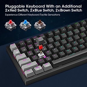 KOORUI 75% Wireless RGB Gaming Keyboard,3 Mode BT/2.4Ghz/USB-C Hot Swappable Mechanical Keyboard,Compact 82 Keys with 4000mAh Battery & Dedicated Knob Control,Tactile Brown Switch
