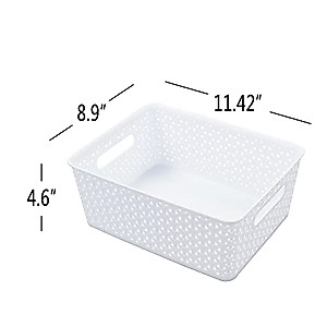 Hespama Plastic Storage Baskets with Handles, 4 Packs