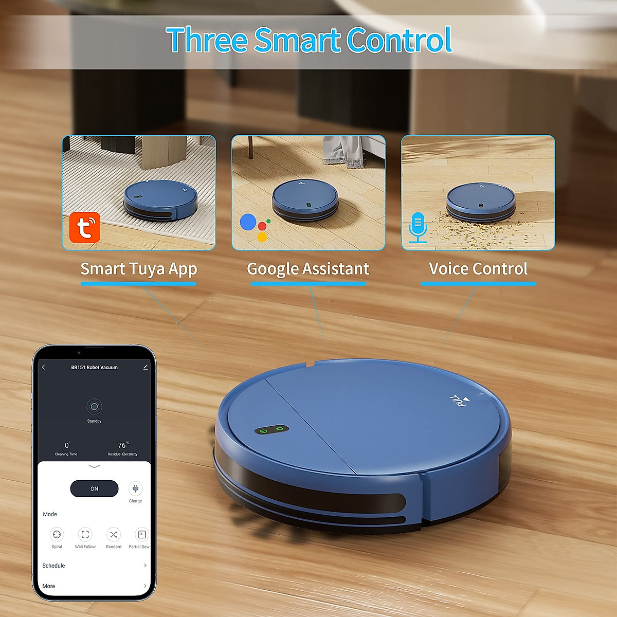 ZCWA Robot Vacuum and Mop Combo, 2 in 1 Robot Vacuum Self-Charging Robot Vacuum Cleaner Compatible with WiFi/APP/Alexa, Ideal for Hard Floor, Carpet and Pet Hair