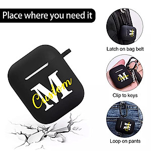 EMIDY Custom Name AirPods 2&1 Protective Cover, Multiple Colors TPU Protective Cover Design Your Own AirPods Protective with Keychain, Black,Blue,Brown,Green,Yellow,Pink,Purple,Red,White (AirPods1&2)