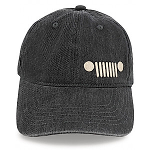 Jeep Grille Logo Garment Washed Hat Black