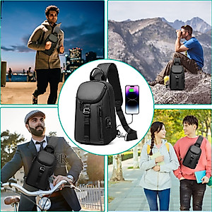 EURCOOL Mens Shoulder Bag,Small Sling Chest Bags,Water Repellent Cross Body Pack,Running Hiking Biking Daypacks