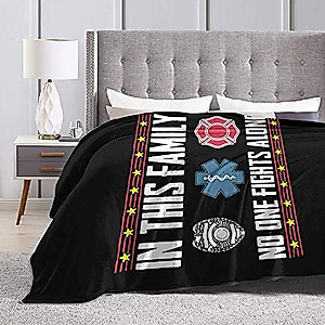 in This Family No One Fights Alone First Responder Blankets and Throws Twin Large Blanket Warm Soft Blankets for Couch Bed Sofa Travel Plush Blanket All Season Season for Women Men