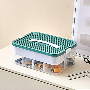 Building Blocks Storage 1 Layer Plastic Toy Storage Organizer for Lego Box Clear Toy Storage Bins with Baseplate Lid and Removable Tray for Bead Tool Sewing