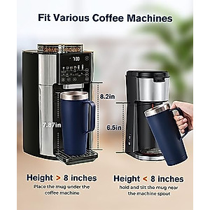 LyriFine Travel Mug with Handle, Od335 24oz Insulated Coffee Mug with Lid, Travel Mugs for Hot and Cold Double-Wall Vacuum Stainless Steel & Sliding Lid for Daily Life, Travel, Office, Blue
