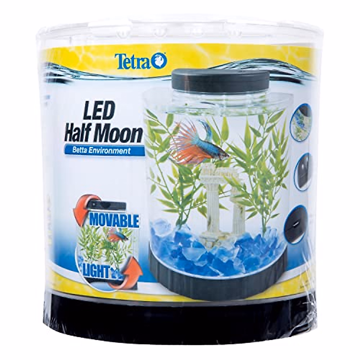 Tetra LED Half Moon aquarium Kit 1.1 Gallons, Ideal For Bettas, Black, 4.6 x 9.1 x 9.9 Inches (29049)