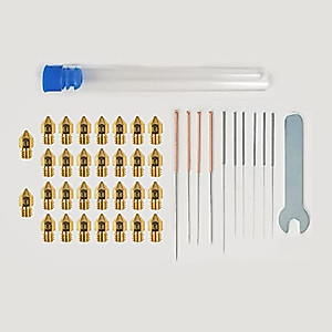 Uiter 30PCS 3D Printer Extruder Nozzles Hardened Steel, Brass High Temperature Pointed Wear Resistant Nozzle Compatible with CR-10, Ender 3/ V2 Ender3 pro, Prusa i3 (0.2 0.3 0.4 0.5 0.6 0.8 1.0 mm)