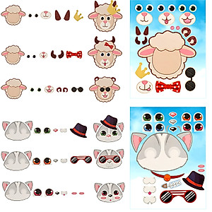 Zonon 48 Pieces Make a Face Animal Stickers 8 Designs Make Your Own Farm Animal Stickers Zoo Themed Fun Stickers for Kids Party Favors, Rewards, Art Craft