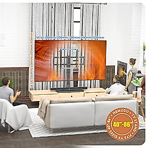 Universal Swivel TV Stand/Base Table Top TV Stand 40 to 86 inch TVs 110 Degree Swivel, 5 Level Height Adjustable, Heavy Duty Tempered Glass Base, Holds up to 132lbs Screens, HT04B-003