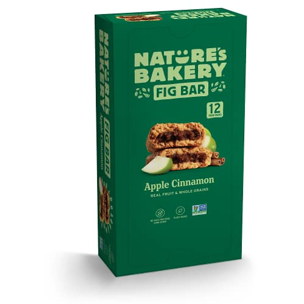 Nature's Bakery Whole Wheat Fig Bars, Apple Cinnamon, Real Fruit, Vegan, Non-GMO, Snack Bar, 1 Box With 12 Twin Packs (12 Twin Packs)