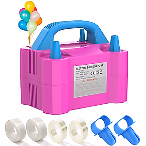 LANGXUN Portable High Power Electric Balloon Pump, Two Nozzle 110V 600W Air Blower Electric Ballon Inflator Pump for Party Latex Balloon Decoration Supplies