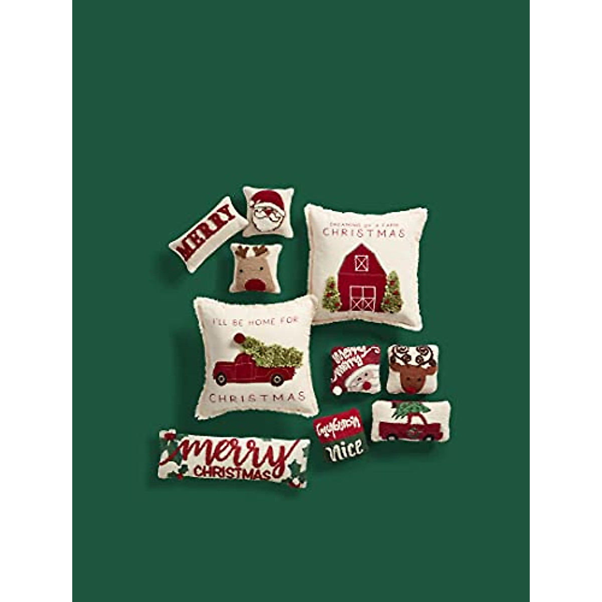 Mud Pie Christmas Mini Canvas Pillow, Santa