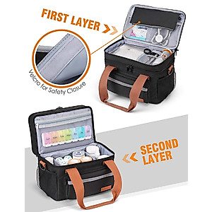 heouvo Medicine Storage Bag, Lockable Pill Bottle Organizer Box, Empty First Aid Kits Bag Portable EMT Basic Bag for Fish Oil Vitamins Emergency Medications Travel & Home Use