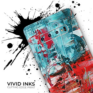 DesignSkinz Red and Blue Abstract Oil Painting Protective Vinyl Decal Wrap Skin Cover Compatible with The Samsung Galaxy S20 (Screen Trim & Back Glass Skin)