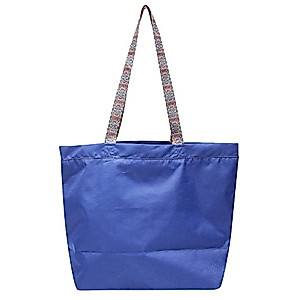KAVU Twin Falls Tote Shoulder Strap Canvas Color Block Bag- Sepia Sky