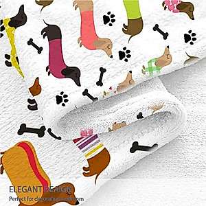 Acomfykets Dachshund Blanket Gift for Girls Boys, Dog Throw Blanket Gift for Kids Super Cozy Lightweight Flannel Paw Throws Bone Blankets for Bed Sofa Couch 40x50Inch