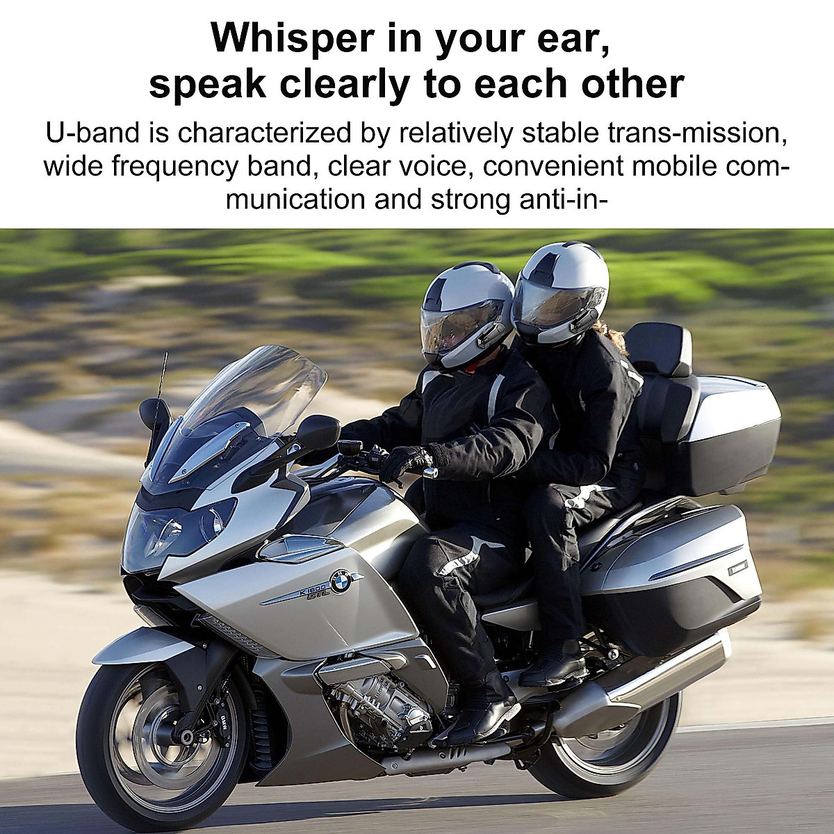 SOFFRIA Motorcycle Bluetooth Headset E1 2 Riders Wireless 400M Dirt Bike Helmet Intercom with CVC Noise Cancellation Stereo Music IPX6 Waterproof for Half/Open Face Helmet
