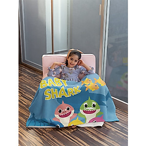 Warm Kids Bedding, Toddlers Boys Girls Flannel, Soft Plush Baby Blanket, Unisex Blanket Throw Fleece Baby Shark 60 X 40 inches, Green, Blue
