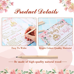 Fumete 125 Pcs Princess Baby Shower Games for Girls 5 Games Cards with 20 Pencils Baby Shower Activities Include Guess Who, Baby Descriptions and Well Wishes, Baby Price, Bingo Game