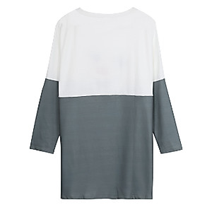 MOUSYA Women Dress Shirt Christmas Long Sleeve Tops Santa Printed Pullover Loose Plus Size T-Shirt Blouse with Pockets (gray white, X-Large)