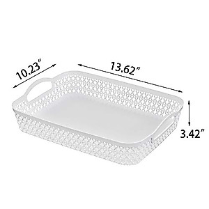 CadineUS A4 Paper Tray, Plastic Storage Basket Trays, White, Set of 6